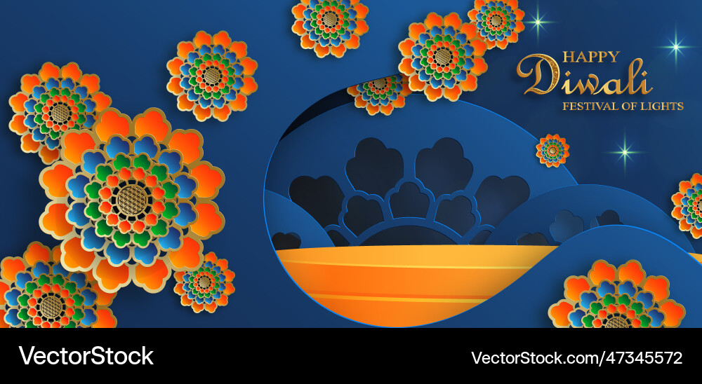 3d podium round stage style for diwali deepavali Vector Image