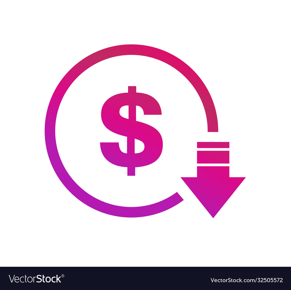 Cost reduction- decrease dollar icon symbol image Vector Image