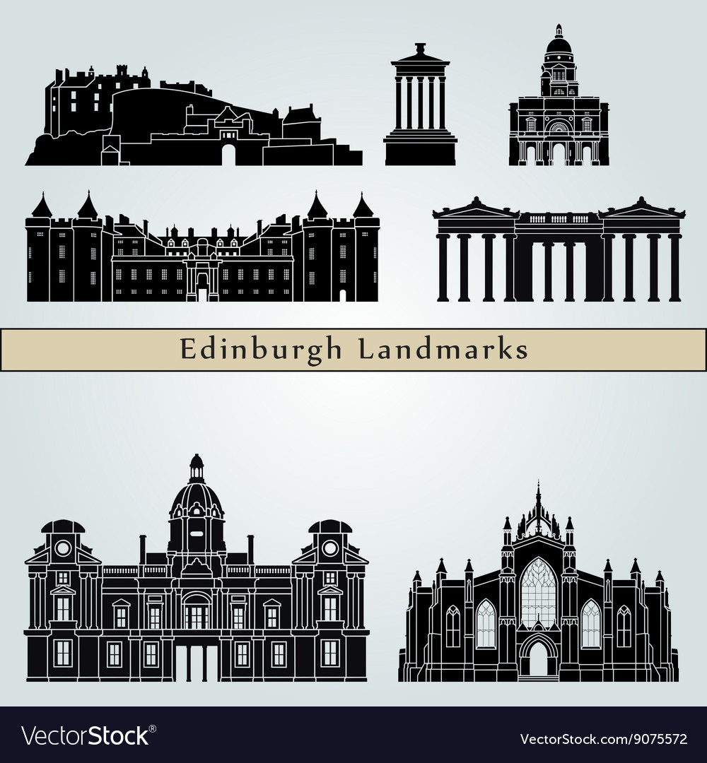 Edinburgh landmarks and monuments Royalty Free Vector Image