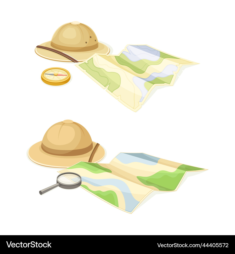 Expedition map depicting geography and route Vector Image