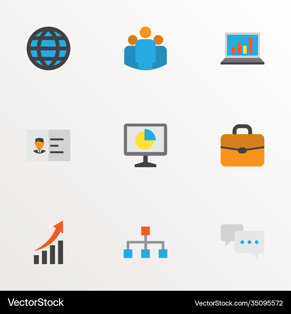 Job icons flat style set with world statistics Vector Image