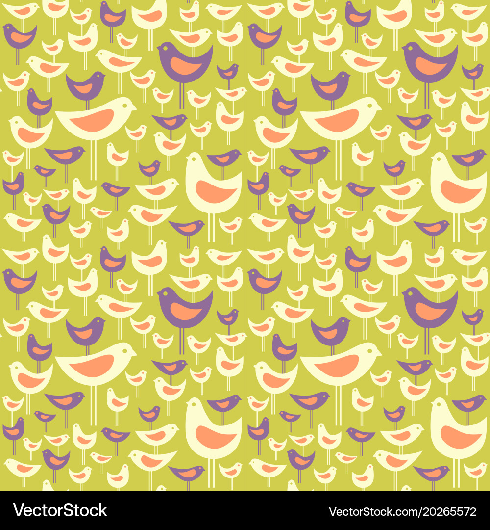 Seamless pattern of mid century modern birds Vector Image