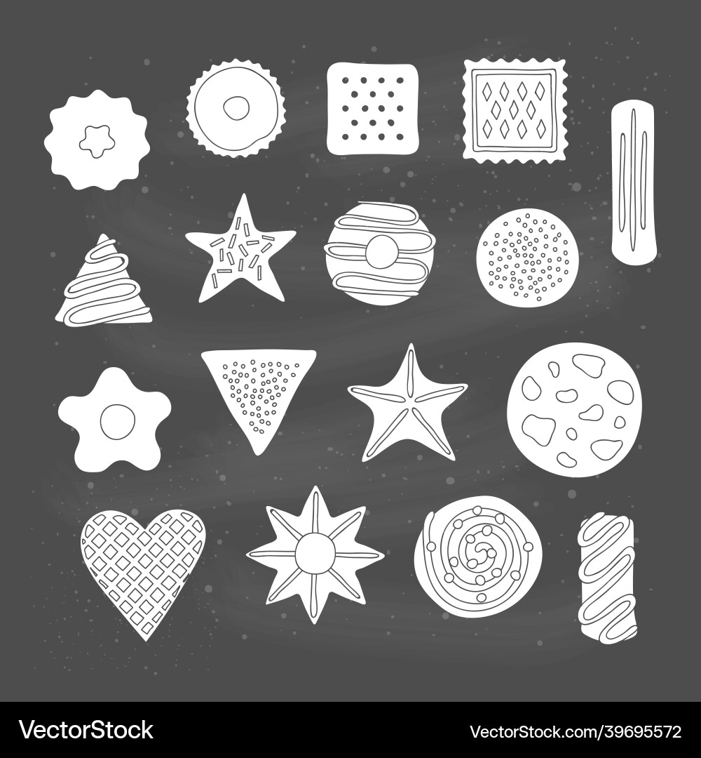 Set of different hand drawn cookies Royalty Free Vector