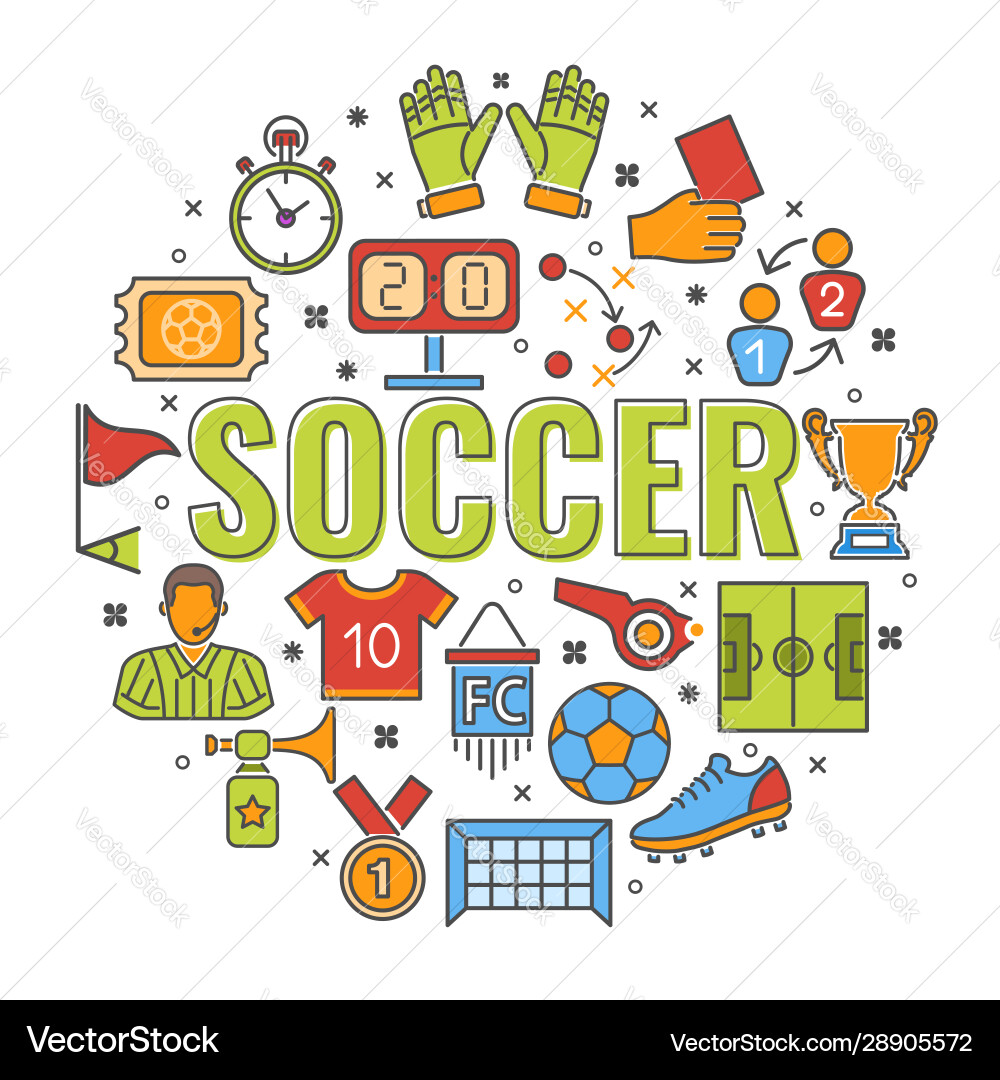 Soccer banner with line icon Royalty Free Vector Image