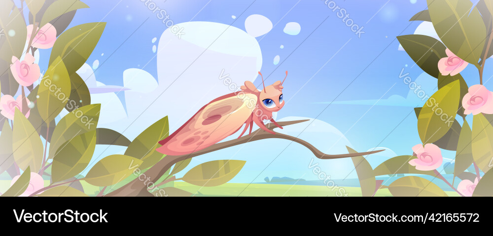 Spring or summer nature scene with butterfly Vector Image
