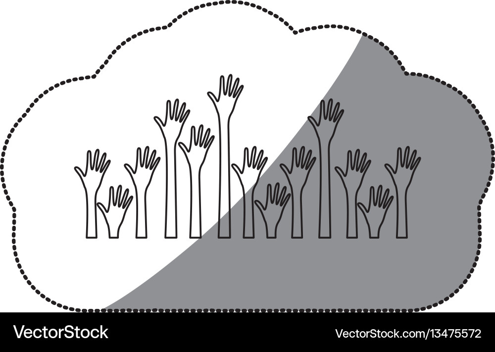 Sticker shading silhouette set hands up and opened