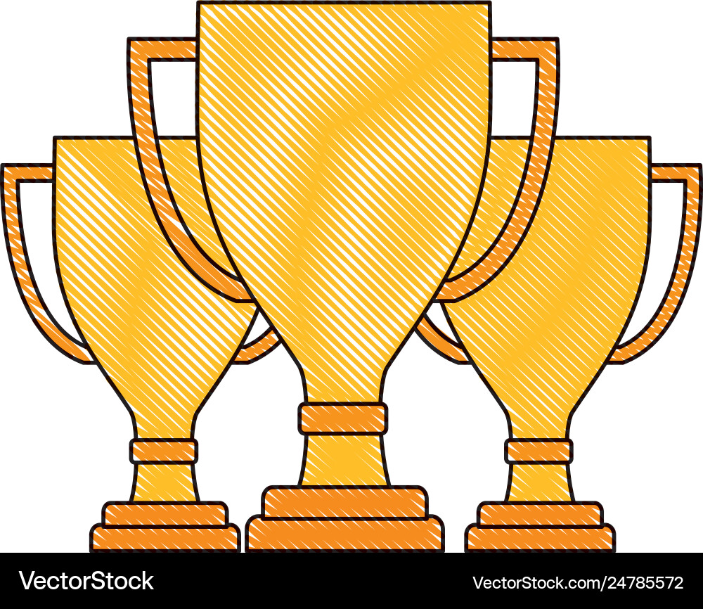 Three award trophy winner prize success Royalty Free Vector