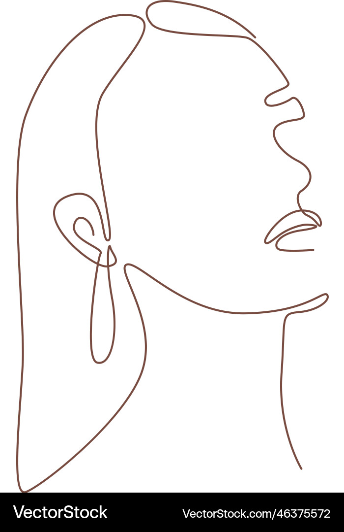 Women portrait continuous line art Royalty Free Vector Image