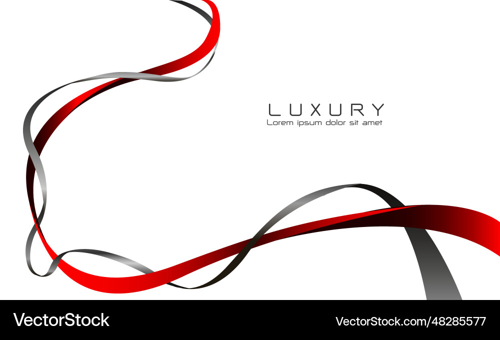 Abstract red grey curve line ribbon on white Vector Image
