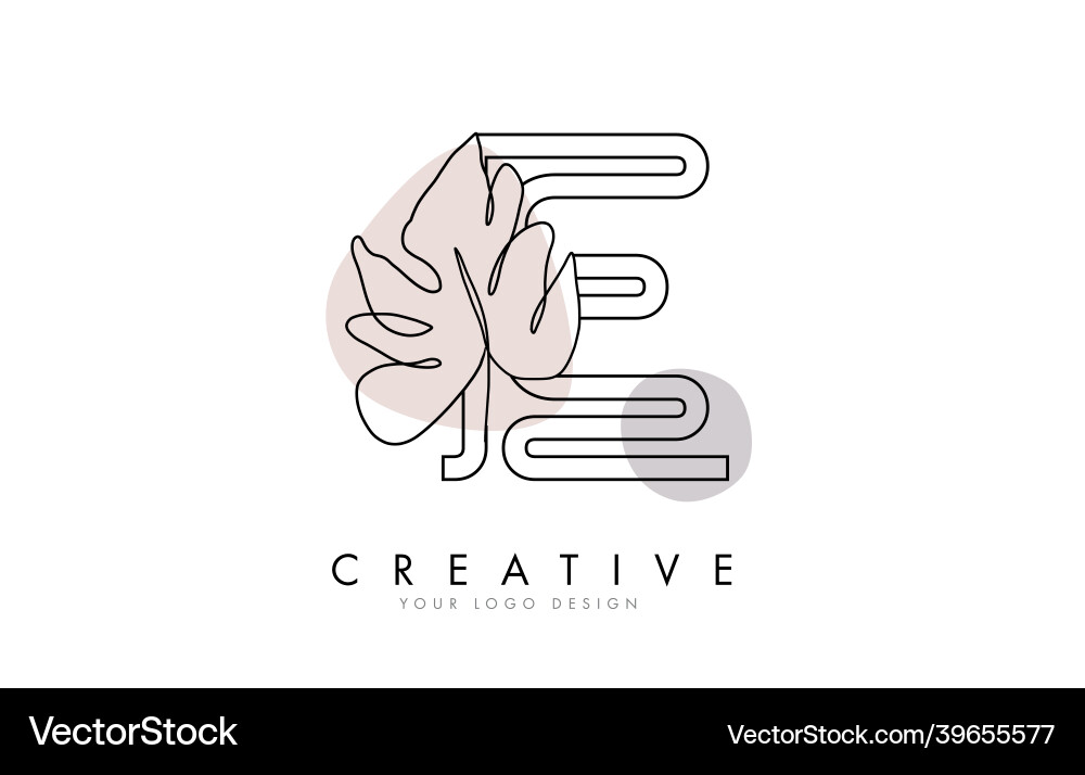Black outline e letter logo design with outline Vector Image