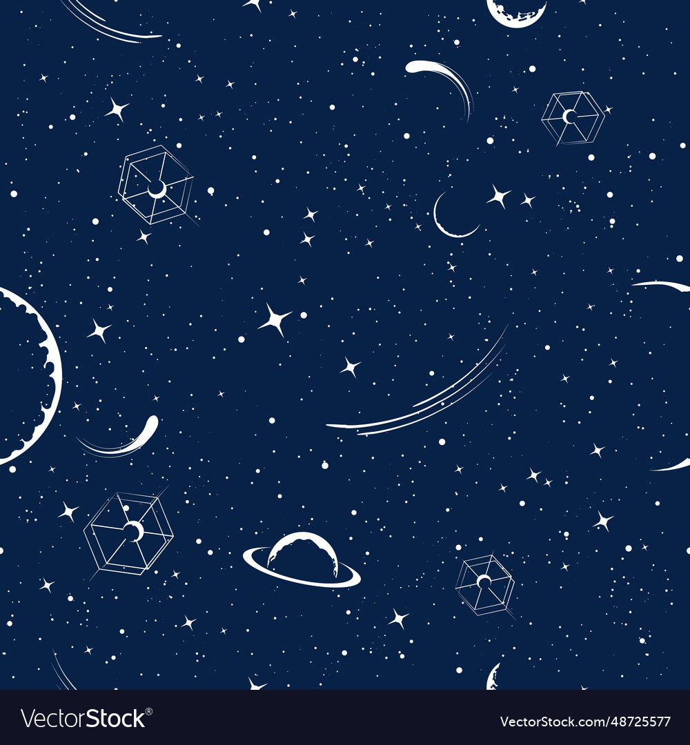 Cosmic seamless pattern Royalty Free Vector Image