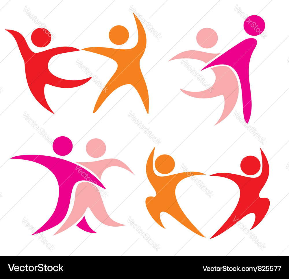 Couple dancing set of icons Royalty Free Vector Image