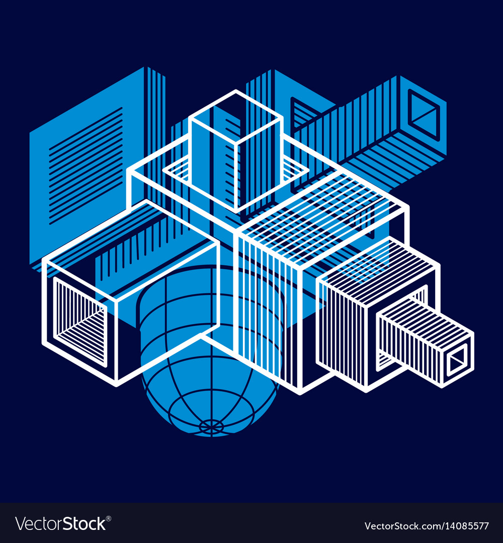 Engineering three-dimensional construction Vector Image
