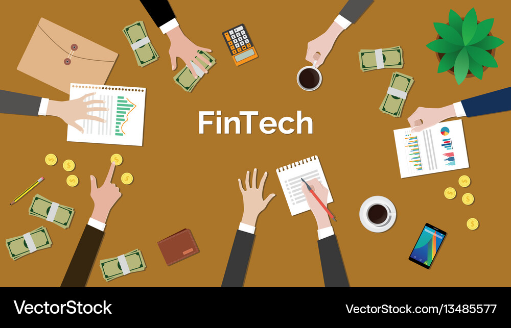 Fintech financial technology concept discussion Vector Image