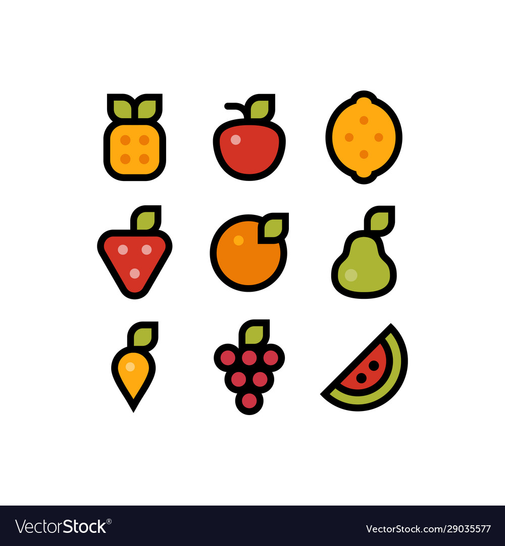 Fruit icon bundle template Royalty Free Vector Image