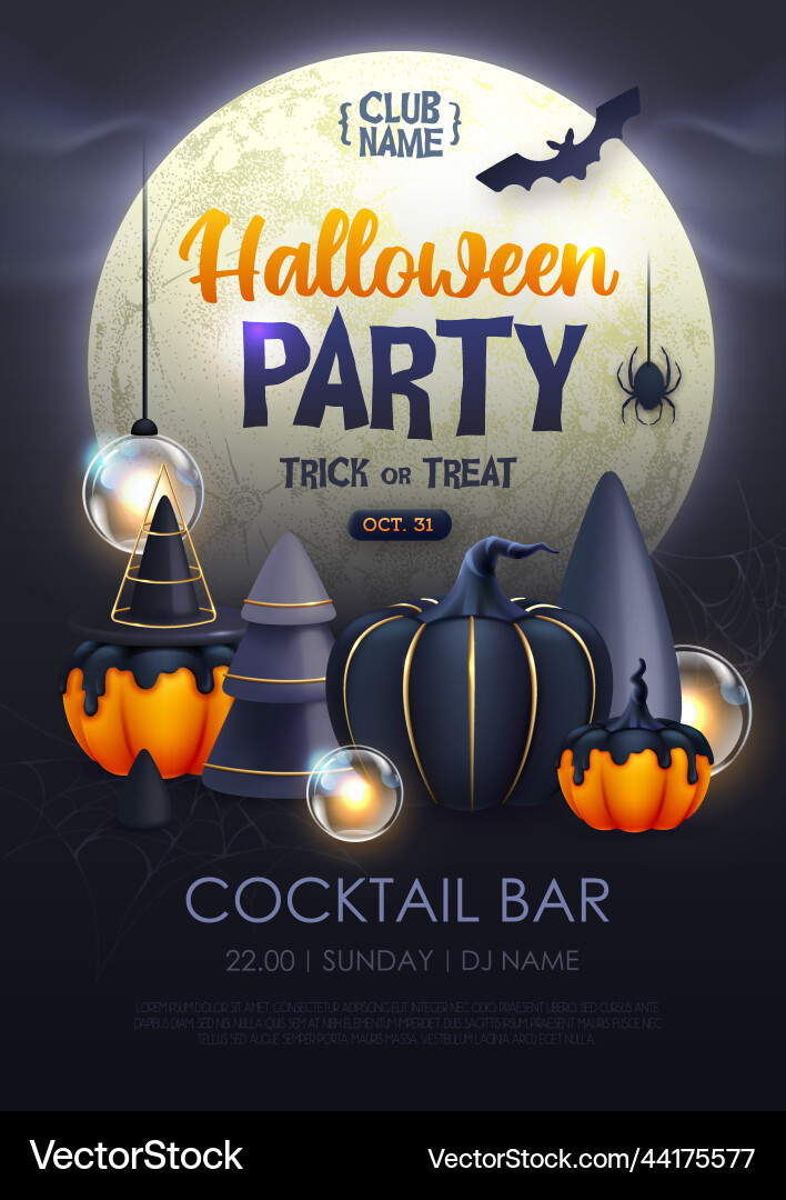 Halloween holiday disco party poster Royalty Free Vector