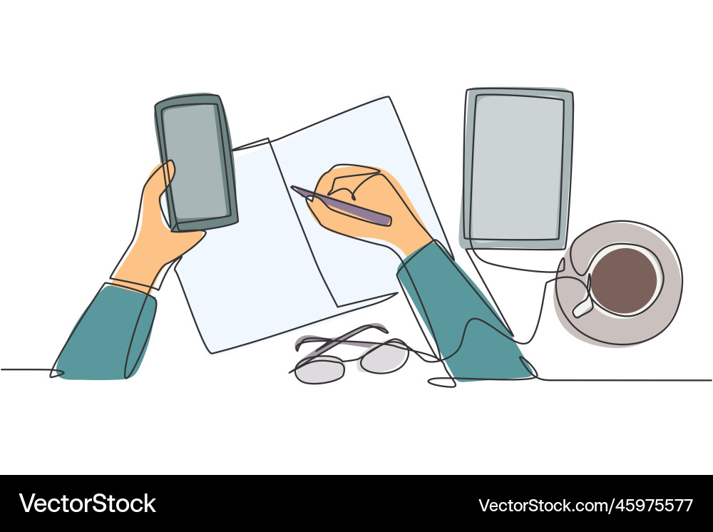 One single line drawing of finger hand touch Vector Image