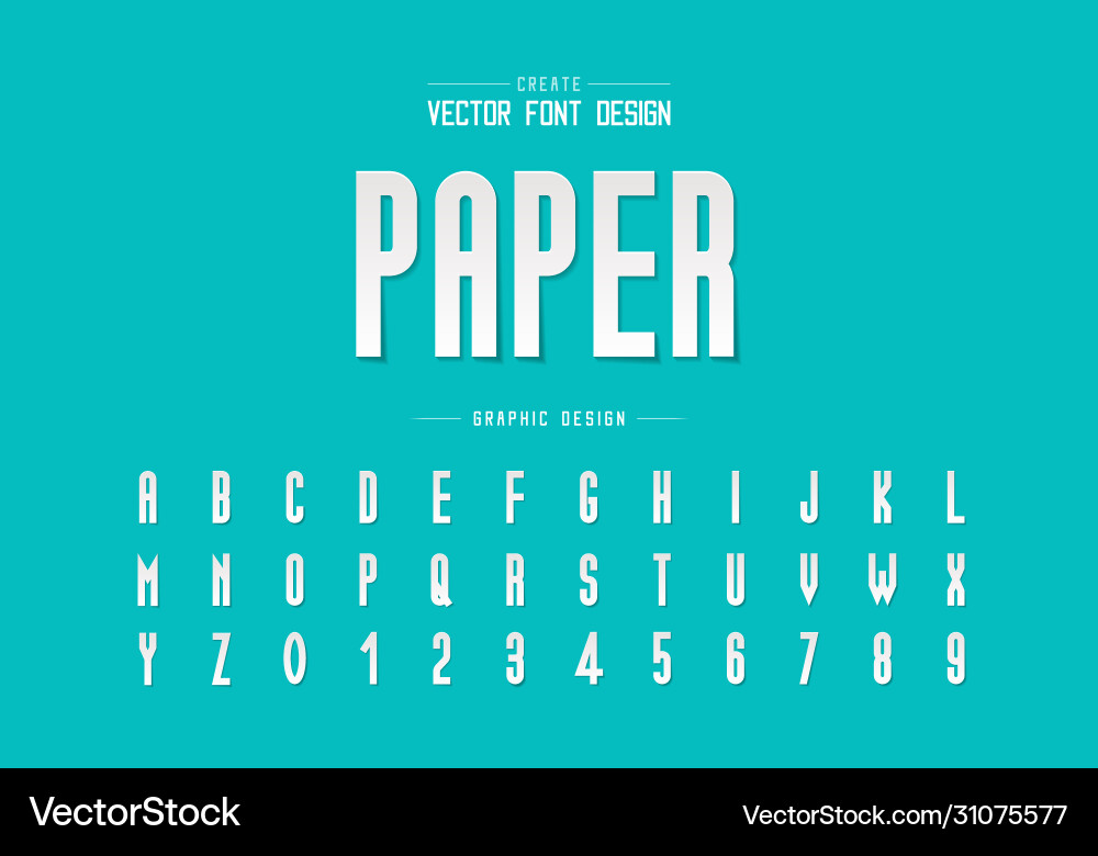 Paper cut font and alphabet design tall typeface Vector Image
