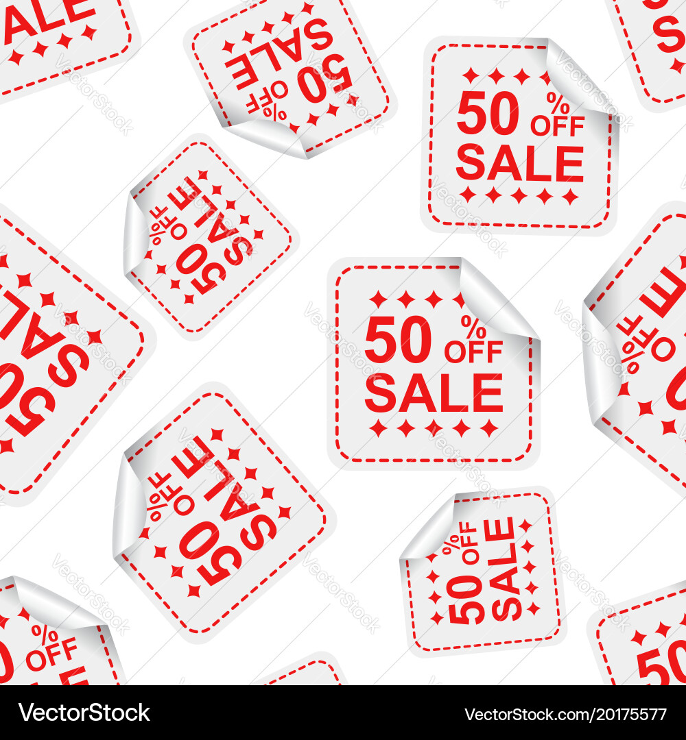 Sale 50 percent off sticker seamless pattern Vector Image