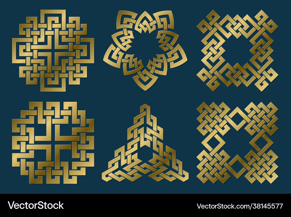 Set abstract sacred symbols ancient luxurious Vector Image