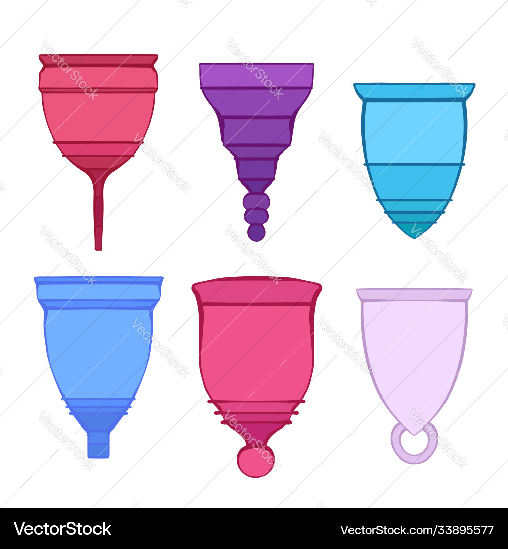 Set color sketch various menstrual cups zero Vector Image