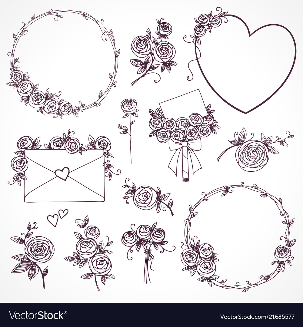 Set floral design elements Royalty Free Vector Image