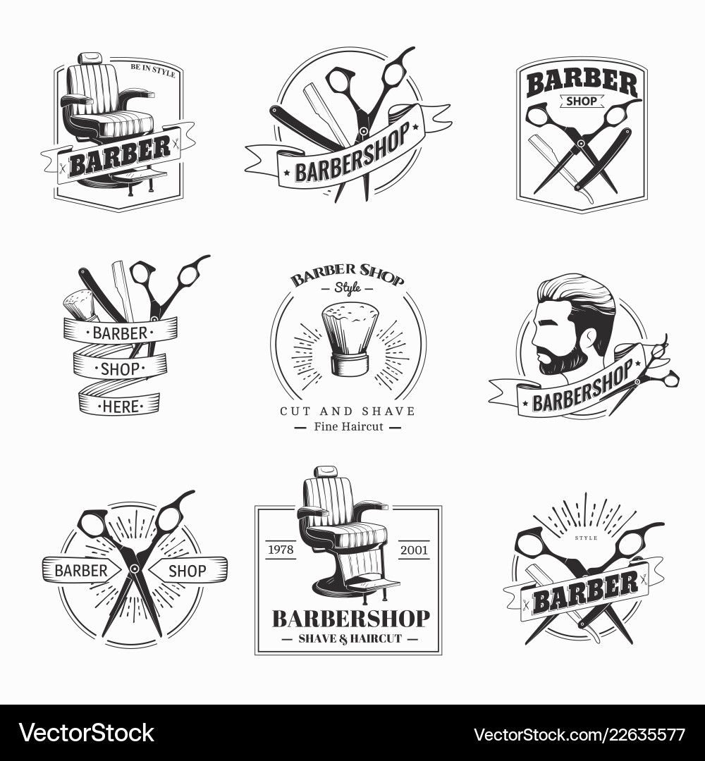 Set of retro barber shop emblems Royalty Free Vector Image