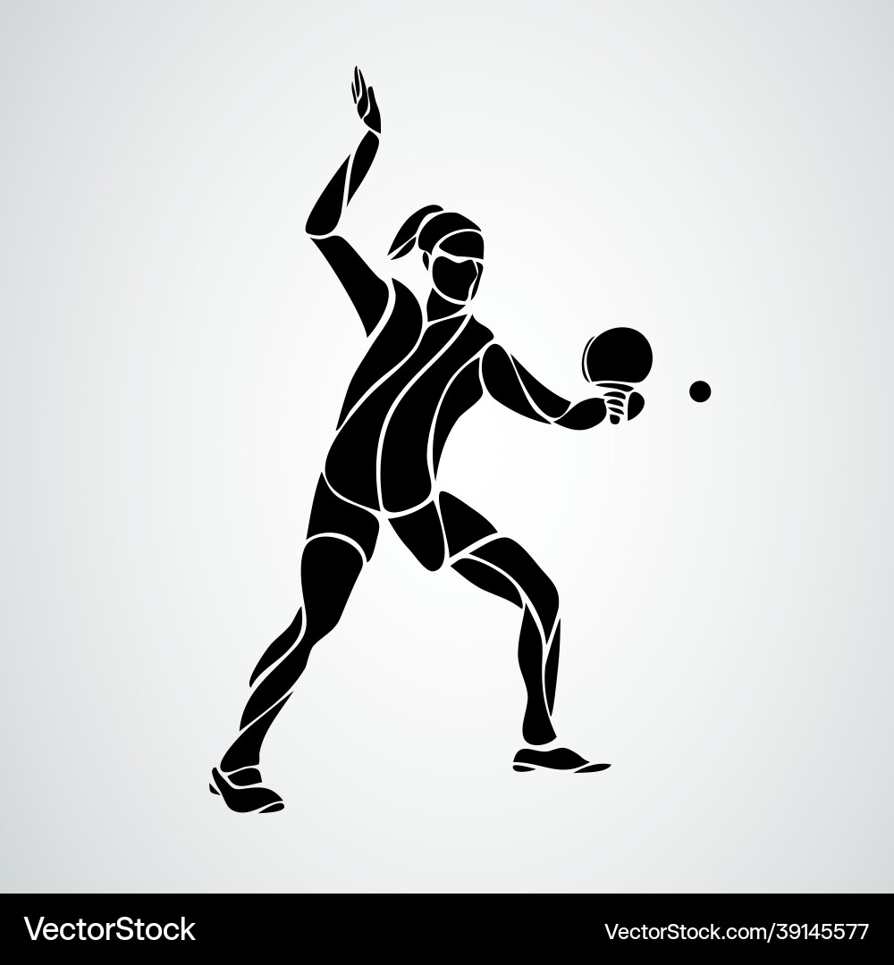 Table tennis female player with racket forehand Vector Image