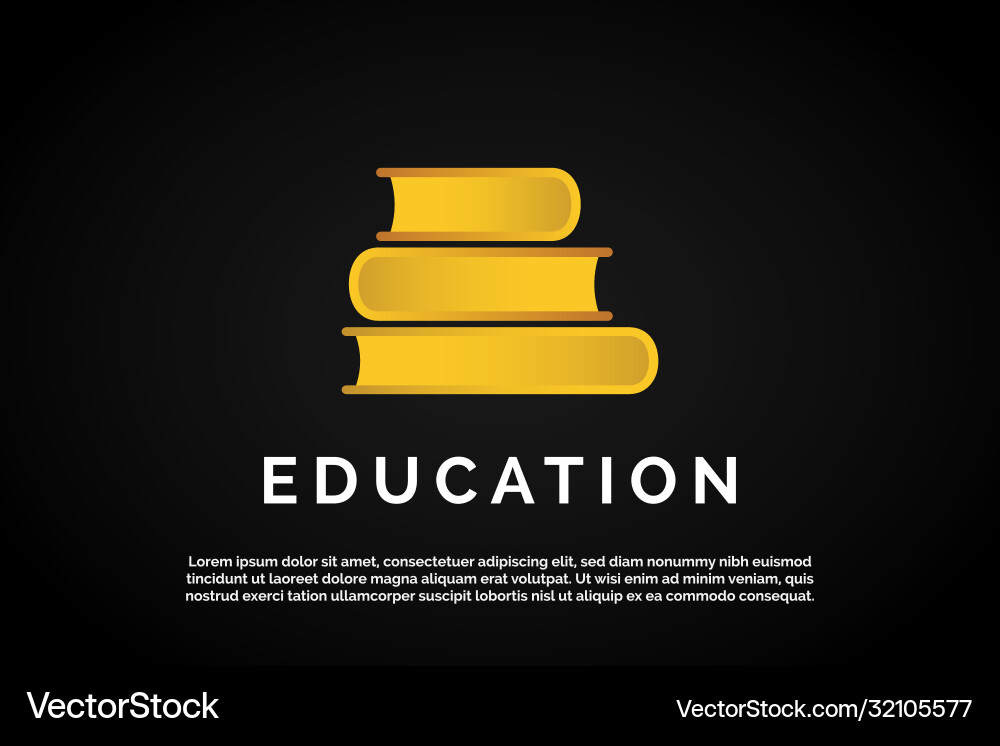 Three golden books arranged for education logo Vector Image