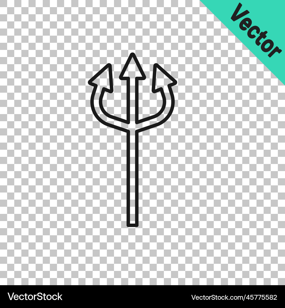 Black line trident devil icon isolated Royalty Free Vector