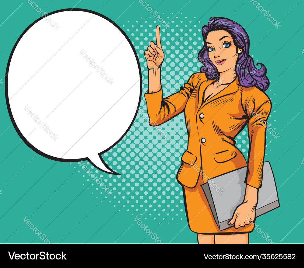 Business woman pointing Royalty Free Vector Image