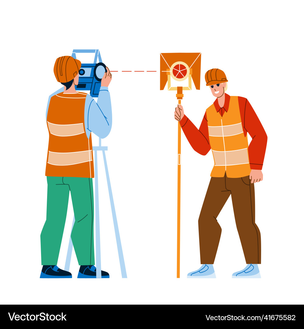 Civil engineer with surveying equipment Royalty Free Vector