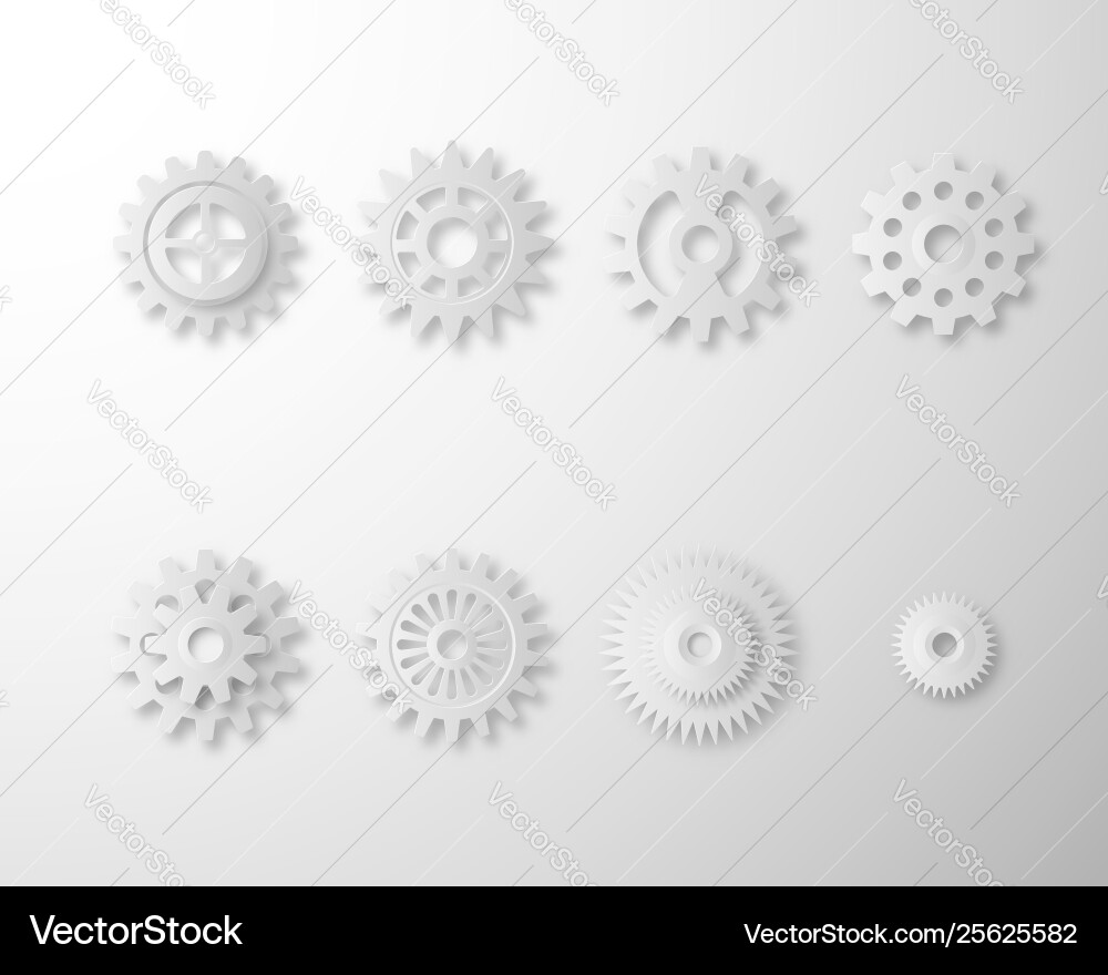 Collection gears and cog wheel isolated Royalty Free Vector