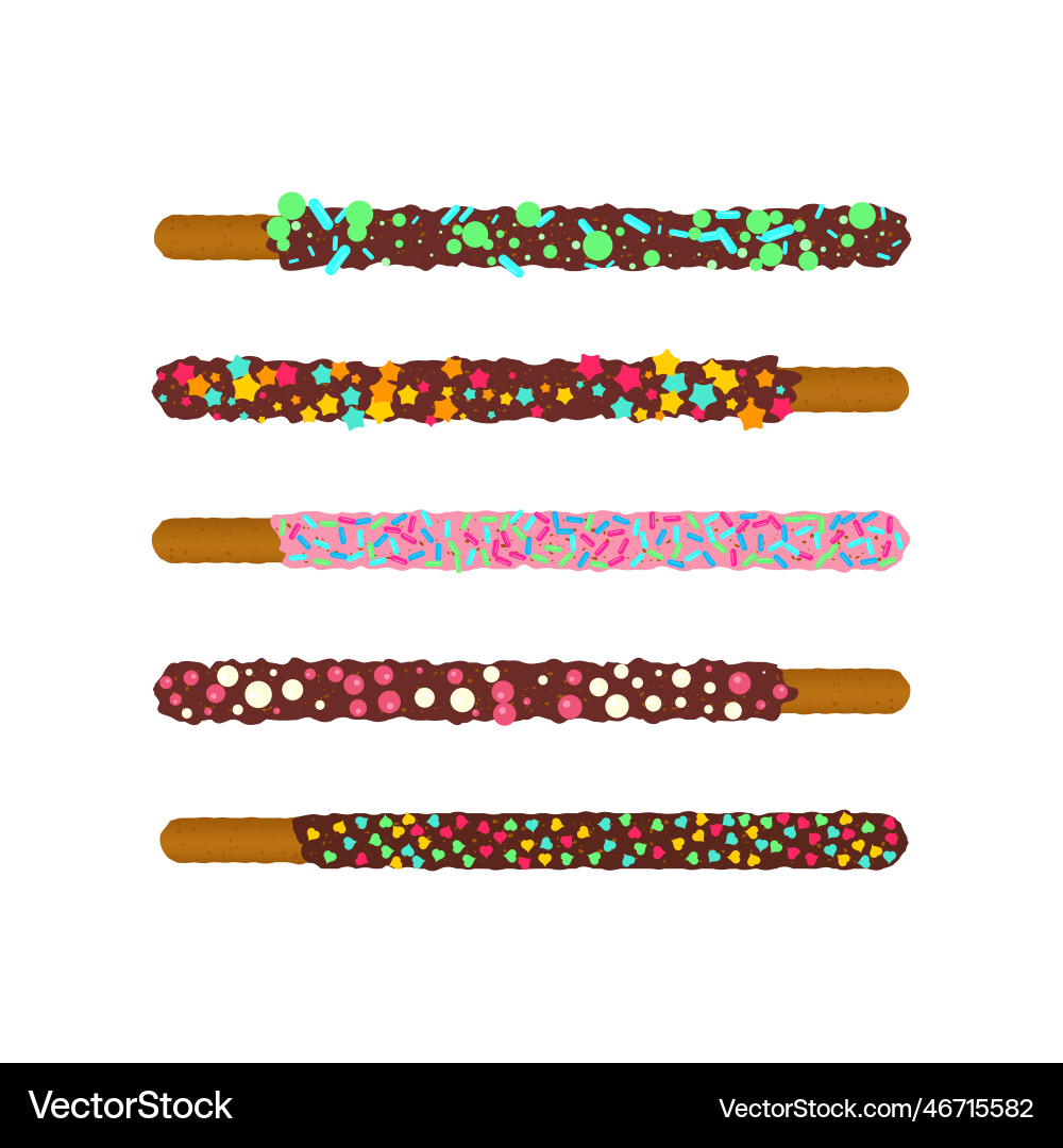 Frosted chocolate chip cookie sticks in sprinkles Vector Image