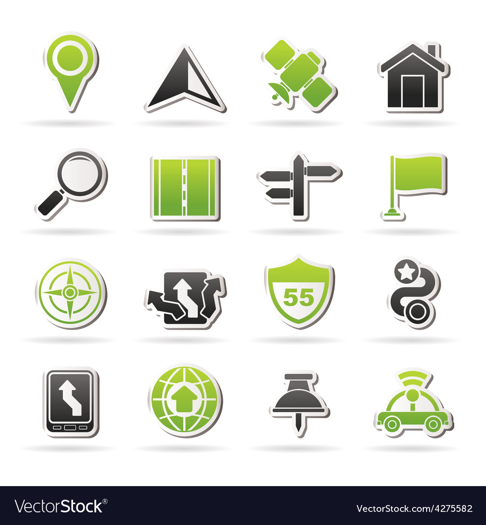 Gps navigation and road icons Royalty Free Vector Image