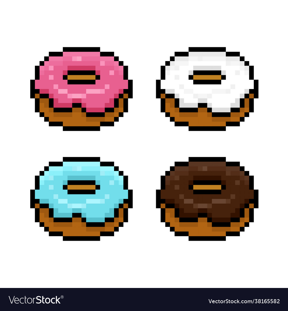 Image pixel donut set for game assets Royalty Free Vector Image pixel donut set for game assets Royalty Free Vector