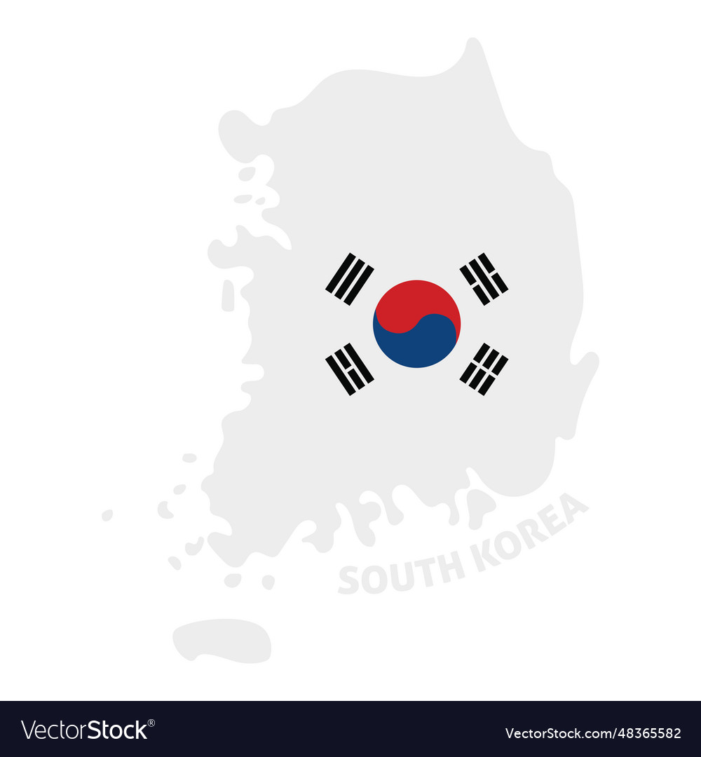 Isolated colored map of south korea with its flag Vector Image