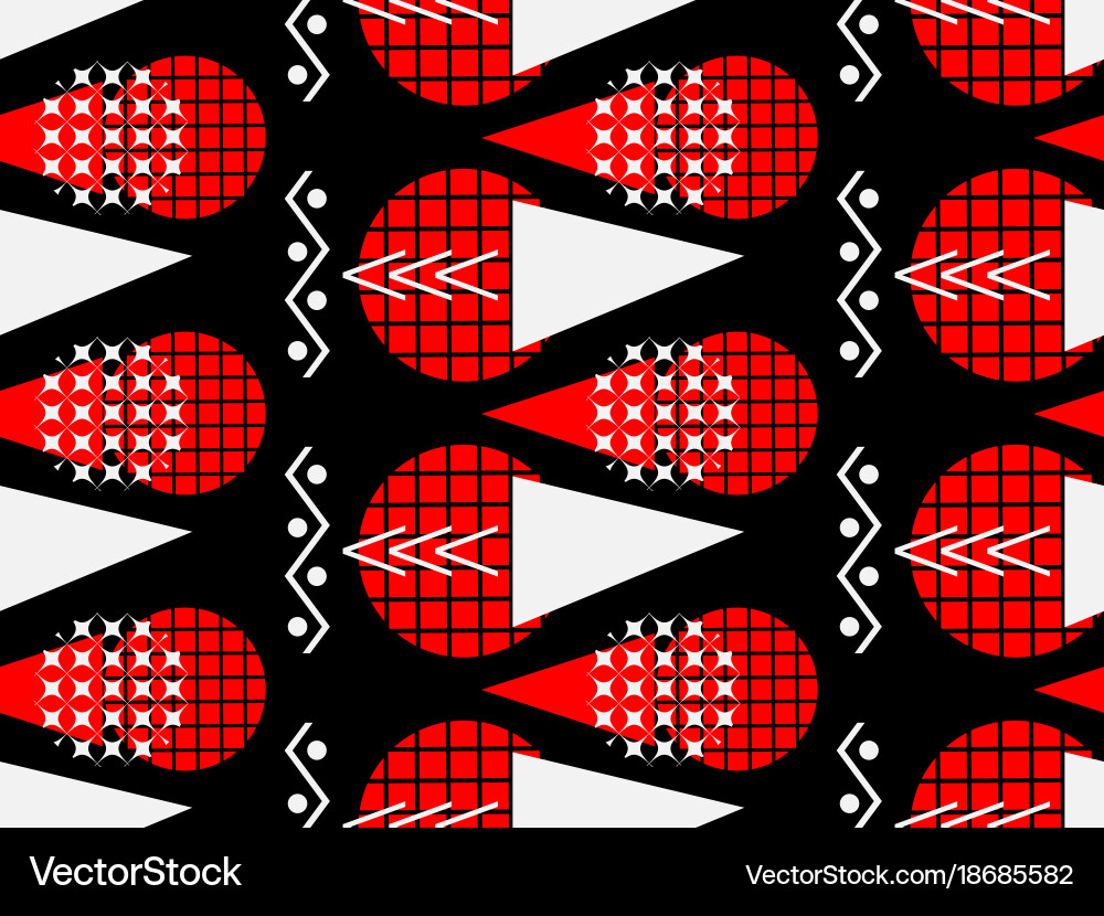 Memphis seamless pattern of black and red Vector Image
