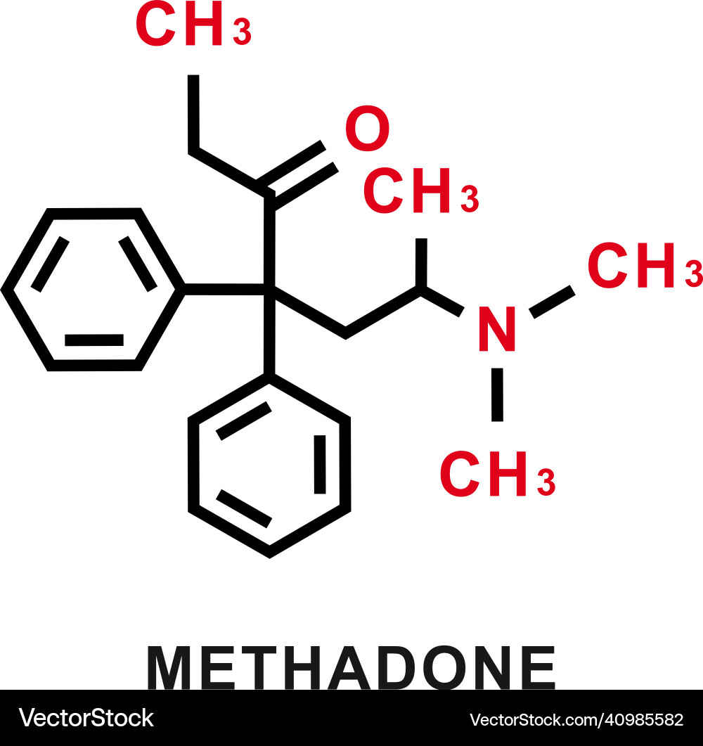 Methadone chemical formula chemical Royalty Free Vector