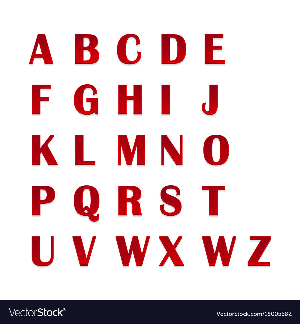Set of red alphabets with numerals 3d alphabet Vector Image
