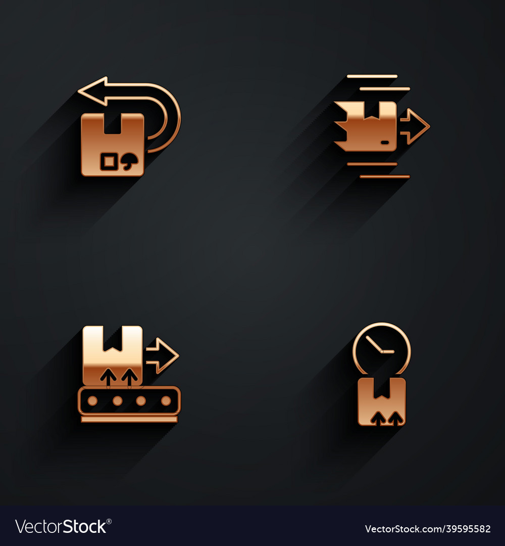 Set return cardboard box carton conveyor belt Vector Image