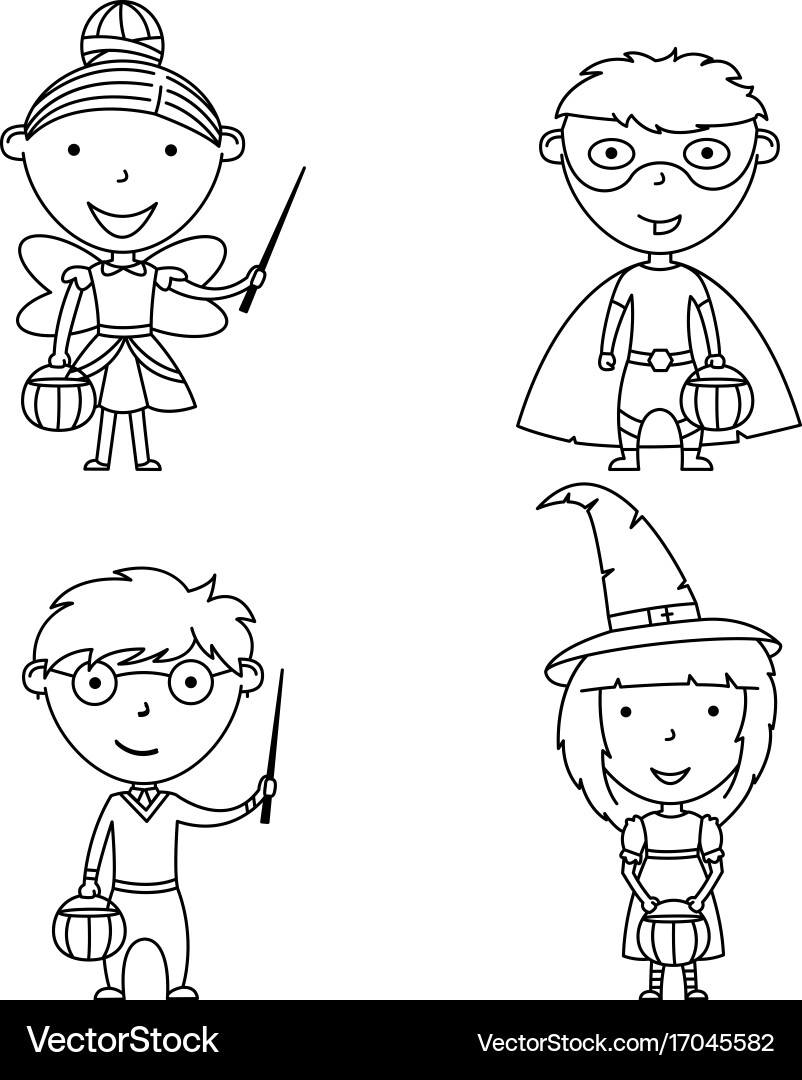 Set with cartoon characters wizard fairy witch Vector Image