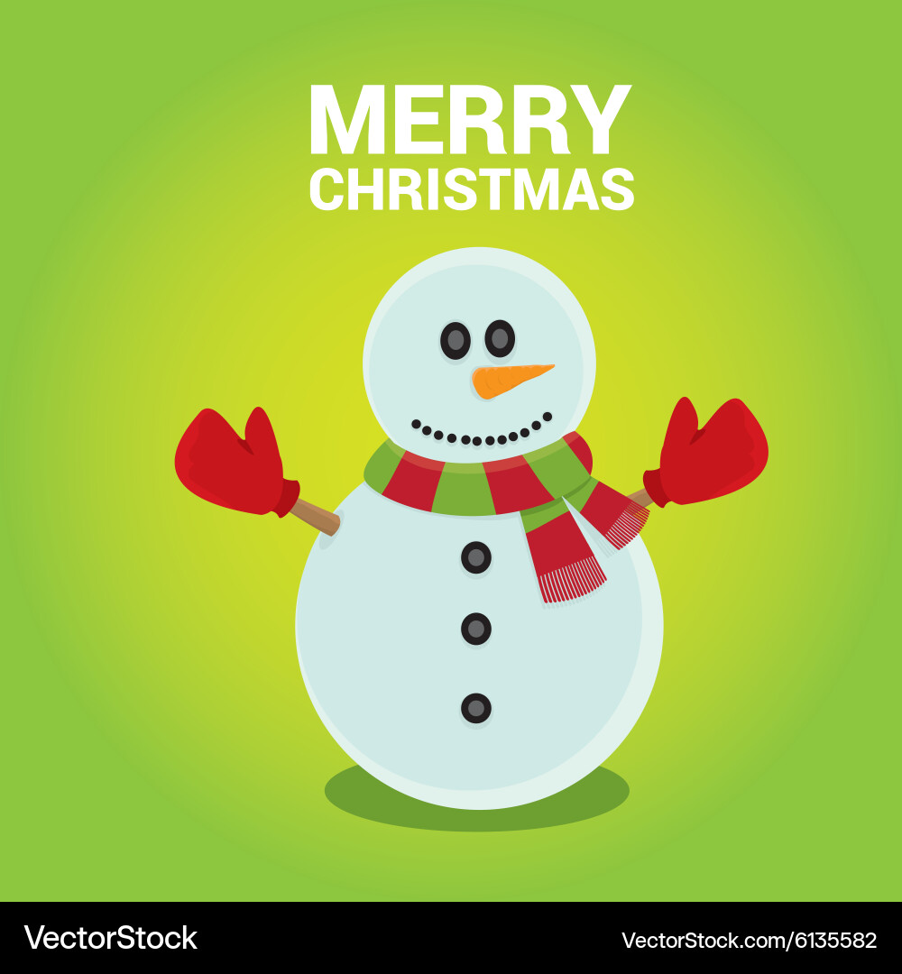 Snowman on blue sky background with stars Vector Image