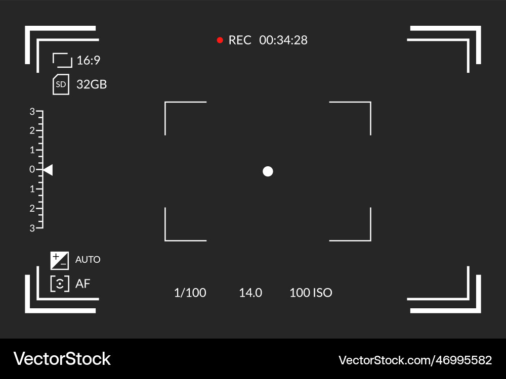 Viewfinder video recording camera focusing screen Vector Image