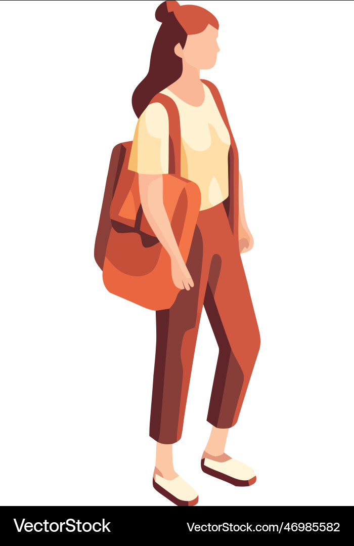 Young woman walking with backpacks Royalty Free Vector Image