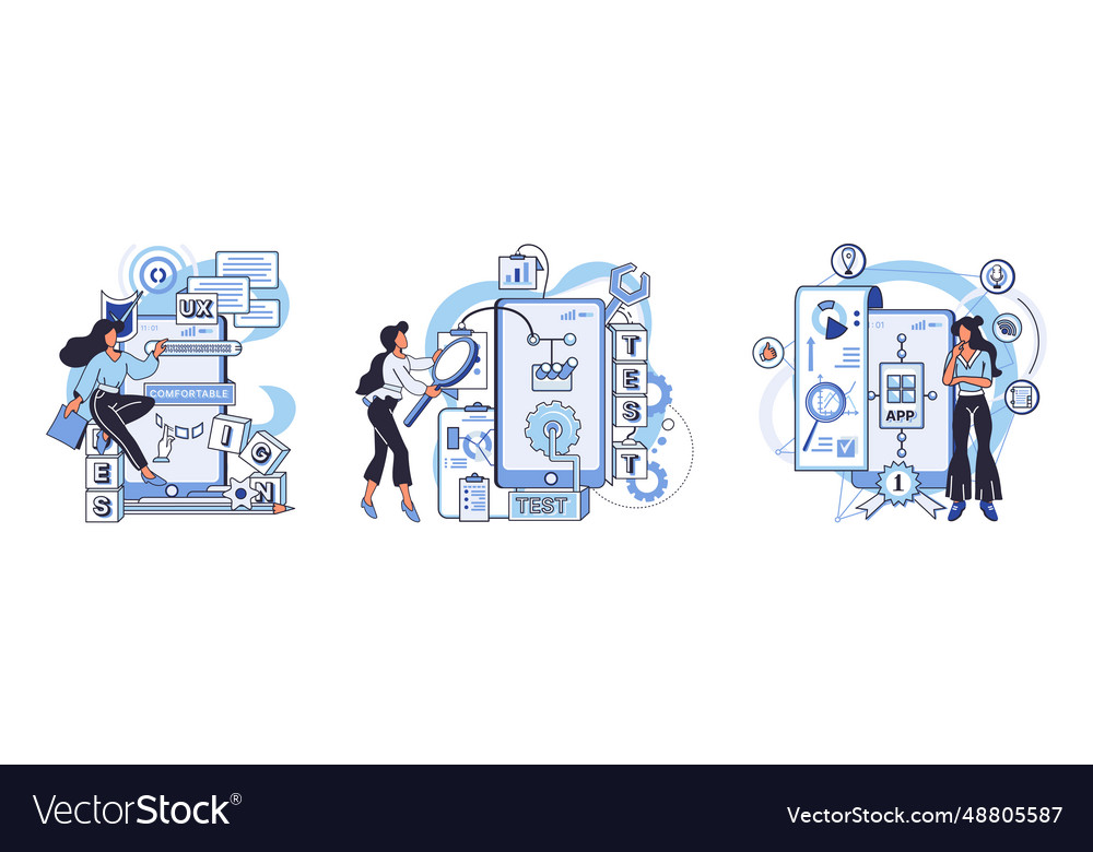 Application Testing Metaphor Royalty Free Vector Image