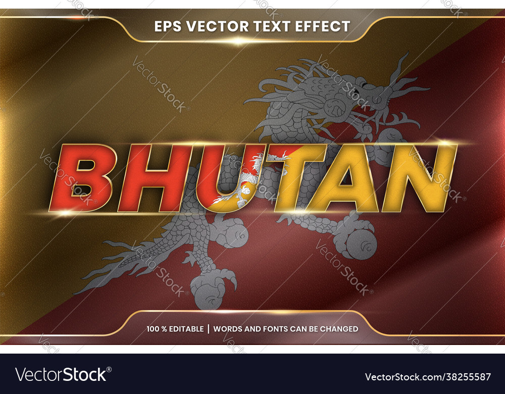 Bhutan with its national country flag editable Vector Image