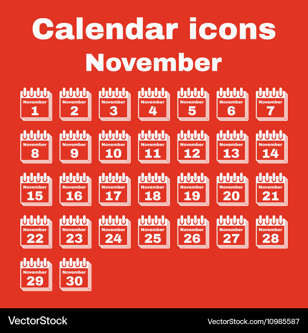 Calendar icon november symbol flat Royalty Free Vector Image