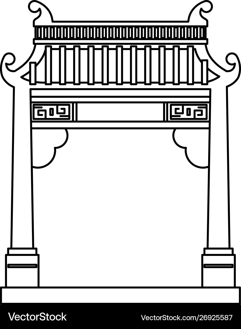 Chinese arch building traditional icon Royalty Free Vector