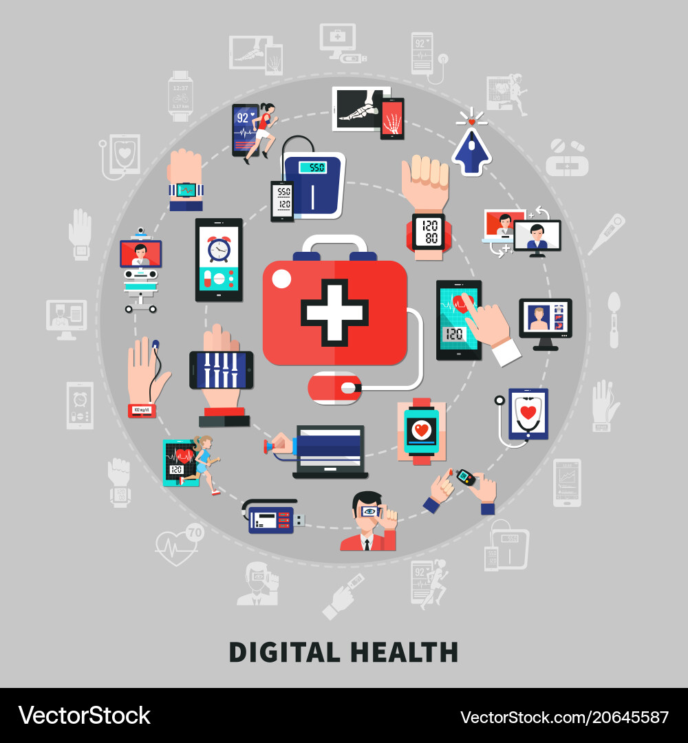 Digital health fat symbols circle Royalty Free Vector Image